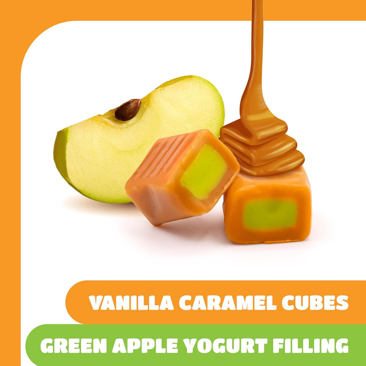 Caramel Cubes Candy | Green Apple Filling | 2-Pound Pack – Crazy Outlet ...