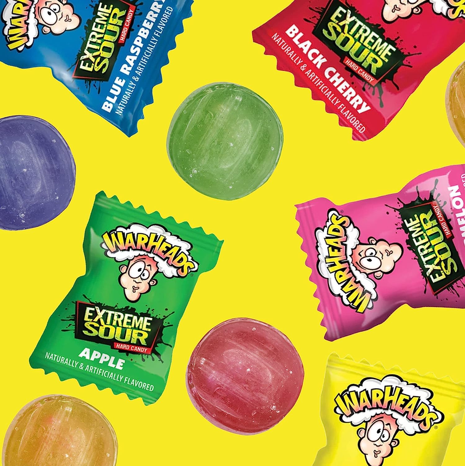 Warheads Extreme Sour Hard Candy Assorted Fruit Flavored - Bulk Pack ...