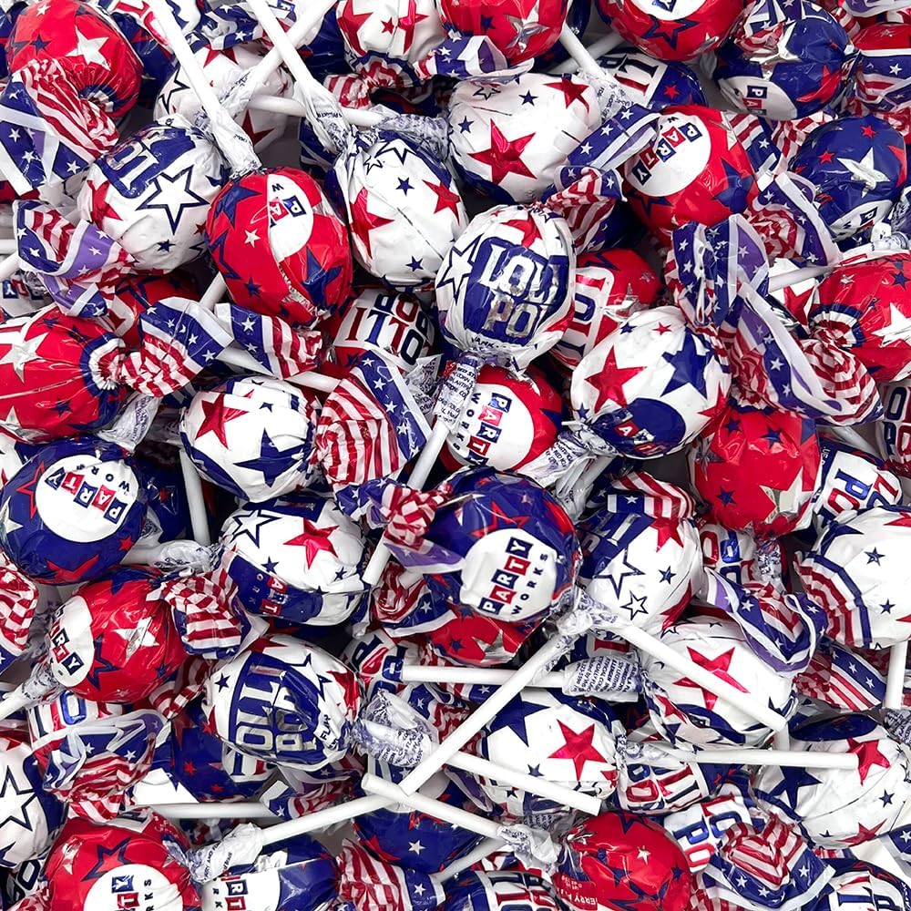 Patriotic Lollipops Gum-Filled | 2-Pound Pack | USA Flag Colors Candy ...
