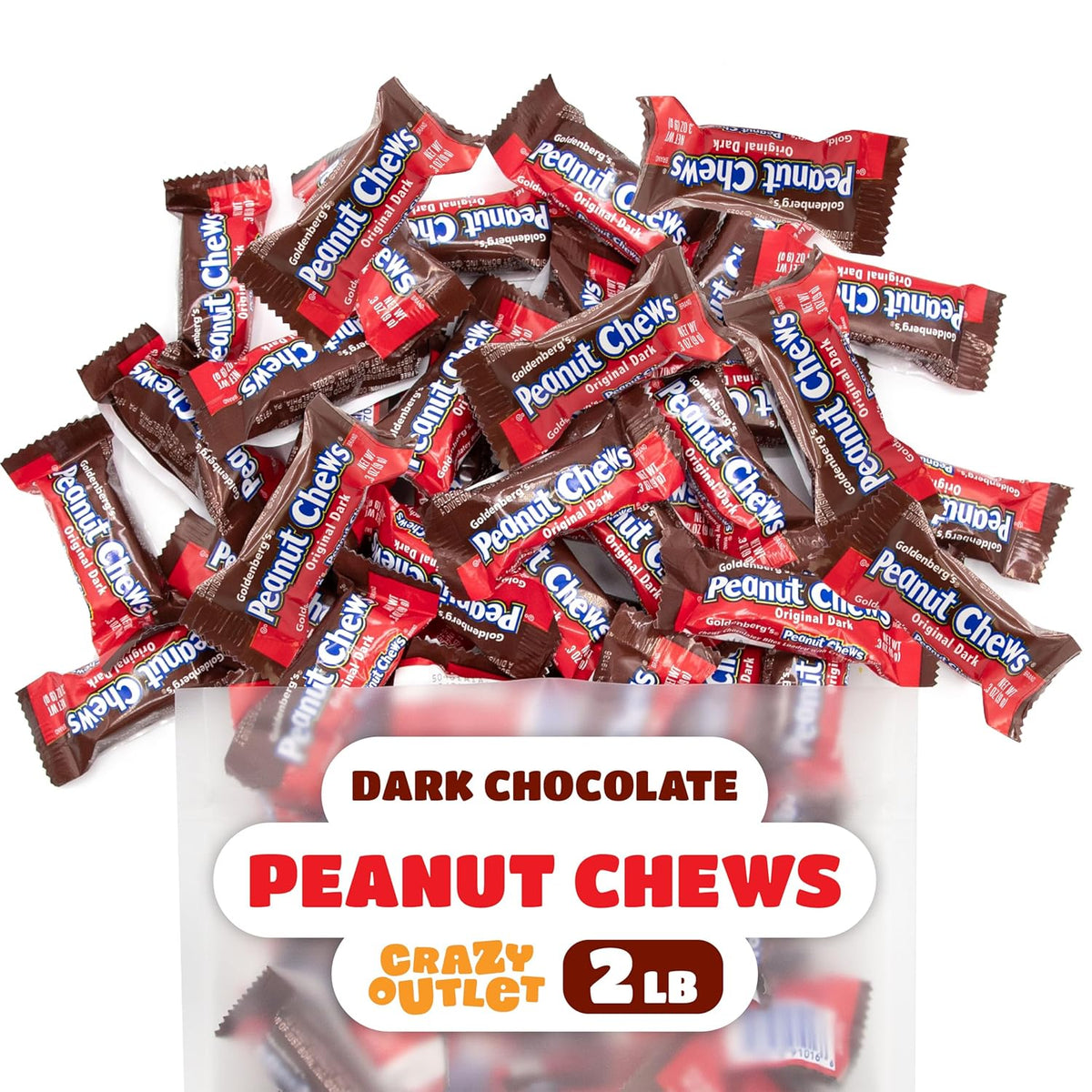 Goldenberg's Peanut Chews Original Dark Chocolate Candy | 2 Pound Pack ...