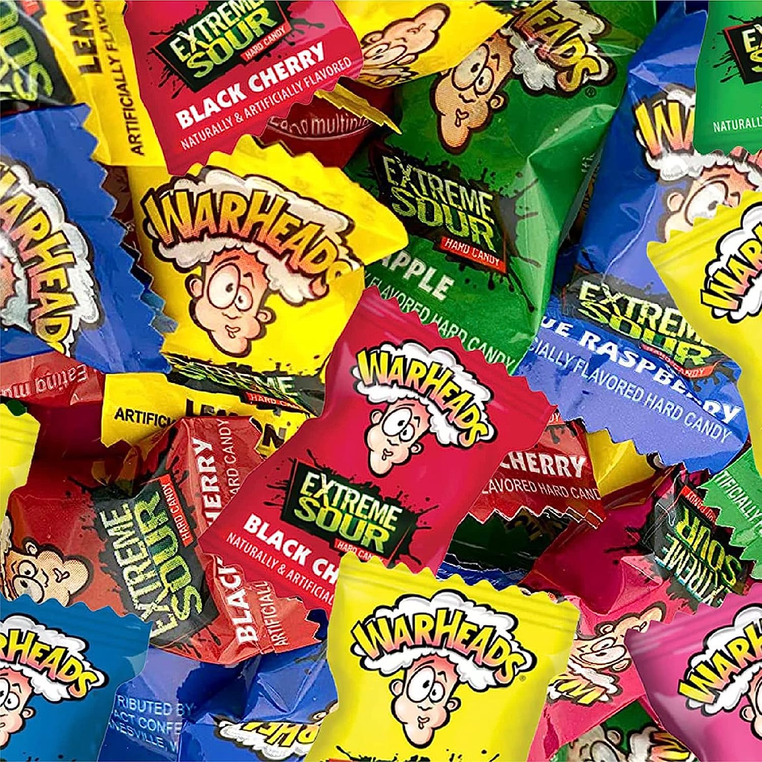 Warheads Extreme Sour Hard Candy Assorted Fruit Flavored - Bulk Pack ...