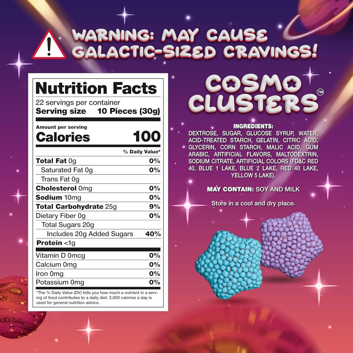 Cosmo Clusters Crunchy Gummy Candy Berry flavored 1.5 LBS – Crazy ...